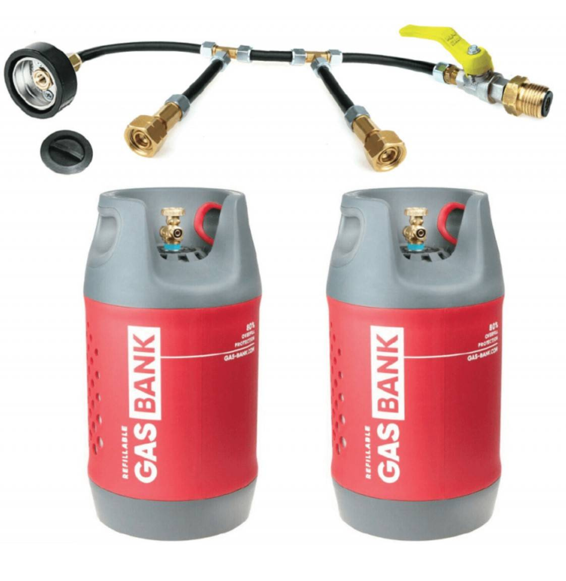 2x GasBank SINGLE 11KG + remote filling point DISH | Motorhome & Home ...