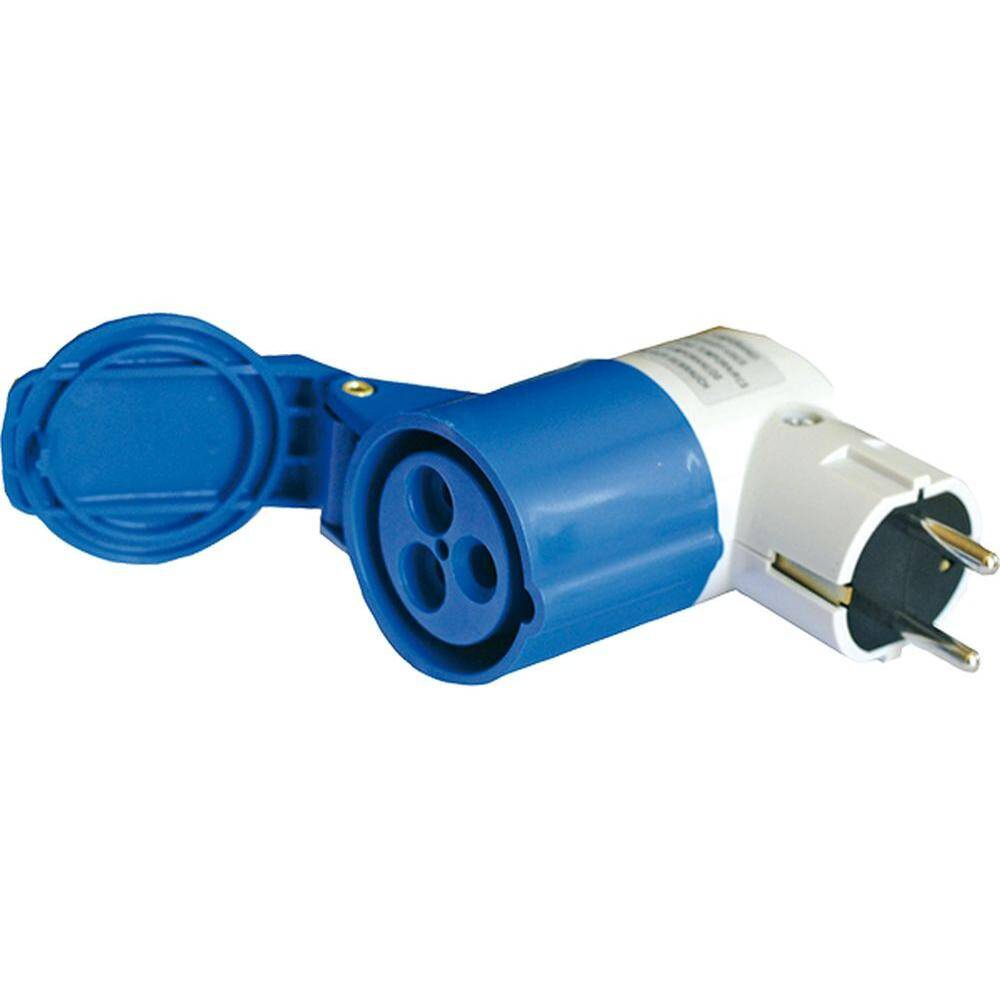 ADAPTER 90° SCHUKO PLUG / CEE BLUE SOCKET CBE | Motorhome & Home gas \ Electrical equipment ...