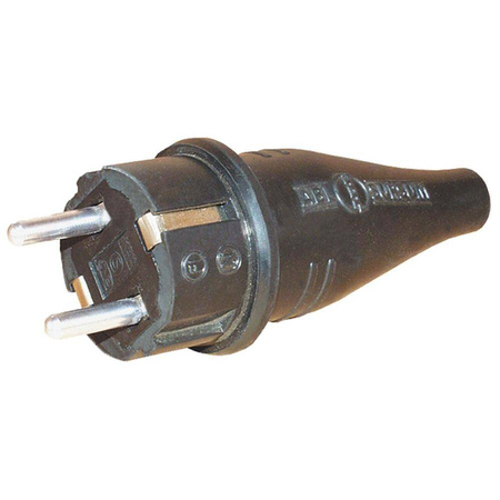 230V WATERTIGHT IN BLACK RUBBER SCHUKO PLUG CBE | Motorhome & Home gas ...